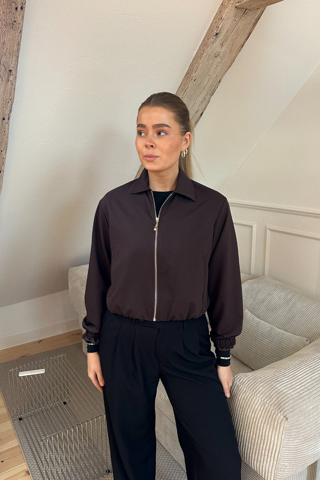 Kylie Short Brown Jacket for Women | TeeShoppen
